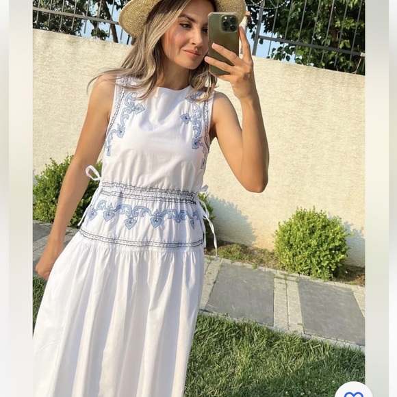 Zara | Dresses | Zara Embroidered Midi Dress | Poshmark
